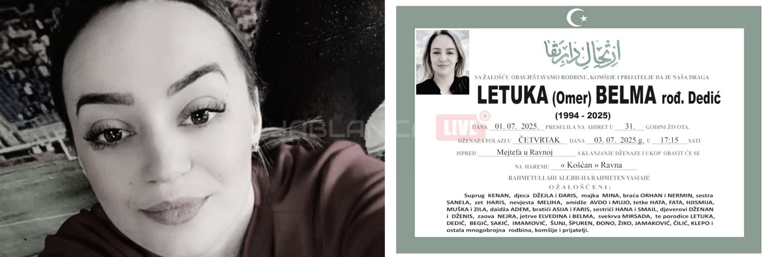 Tuga u Jablanici: U 31. godini preminula Belma Letuka, iza sebe ...